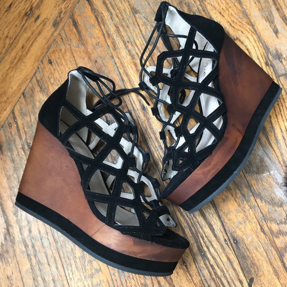 Shellys London | Shoes | Shellys London Platform Lace Up Wedge | Poshmark